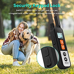 Dog Training Collar with Remote, Shock Collar for Dogs with Vibration and Beep Modes, Rechargeable Transmitter with Security Lock, Waterproof Collar, 99 Adjustable Levels – All Breeds, Sizes