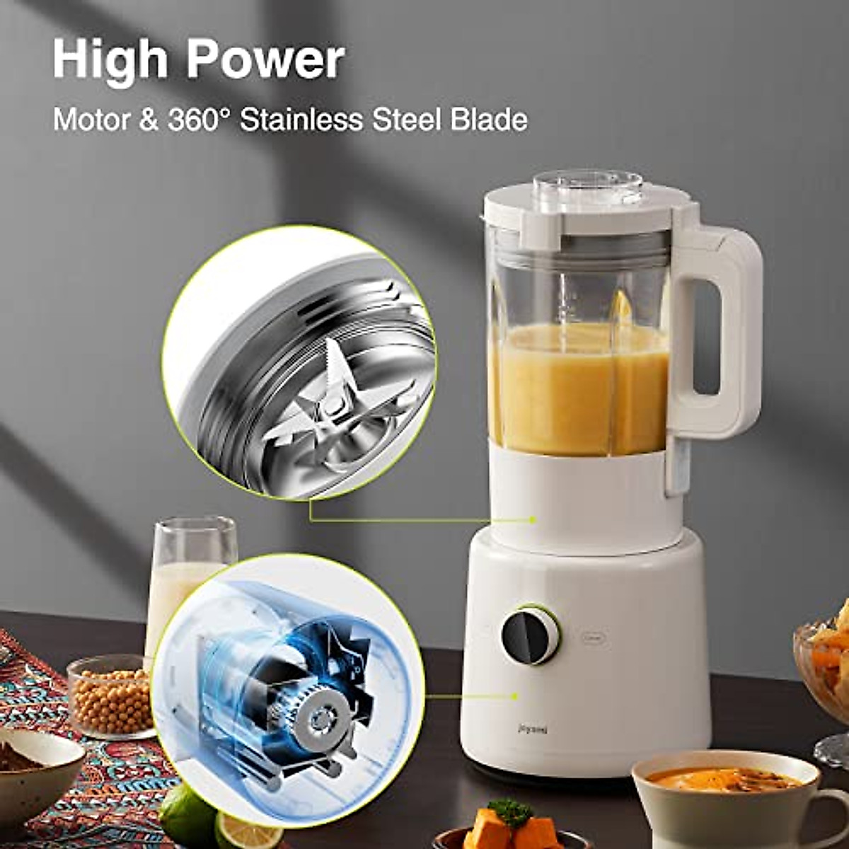 joyami Professional Compact Smoothie Food Processing Blender 1000W Smart Electric Hot & Cold Drinks with Self-cleaning 54 Oz for Crushing Ice, Soy Milk, Fresh Juice