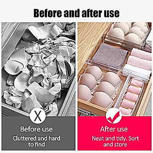 4PC Drawer Dividers Organizers, Adjustable Kitchen Drawer Organizer Clear Drawers Separators, Expandable 11-19 Drawer Organizers for Clothing Kitchen Utensils and Office Storage, White