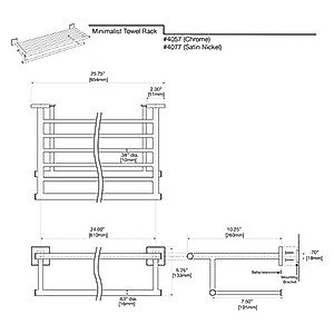 Gatco 4057 Elevate Minimalist Spa Rack, 26", Chrome