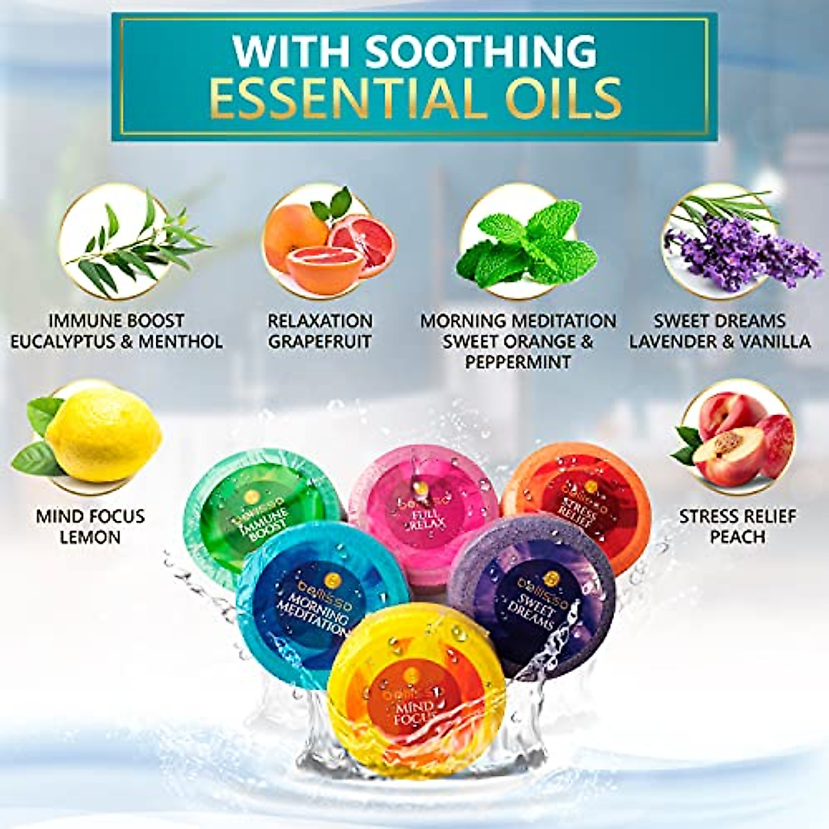 Aromatherapy Shower Steamers, Set of 6 Scent Tablets - Essential Oil Fizzies Bath Bombs Self Care Kit for Women - Relaxing Stress Relief Gifts