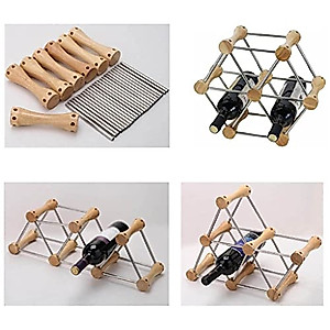 DOUBA DIY Wooden Metal Wine Rack, Transforming Bottle Rack, Kitchen Bar Assembly Wine Rack Wine Set