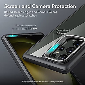 ESR for Samsung Galaxy S23 Ultra Case, S23 Ultra Phone Case with Frame, Built-in Camera Ring Stand, Exceeds Military-Grade Protection, Case for Samsung S23 Ultra, Shock Armor Kickstand, Clear Black