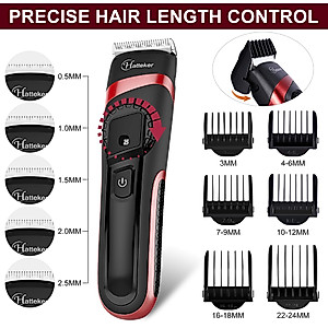 HATTEKER Hair Clippers for Men Cordless Hair Trimmer Professional Men's Beard Trimmer Waterproof Hair Cutting Kit with Fine Adjustment Wet/Dry