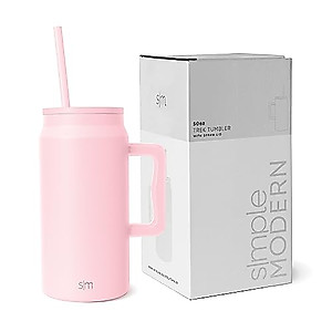 Simple Modern 50 oz Mug Tumbler with Handle and Straw Lid | Reusable Insulated Stainless Steel Large Travel Jug Water Bottle | Gifts for Women Men Him Her | Trek Collection | 50oz | Blush