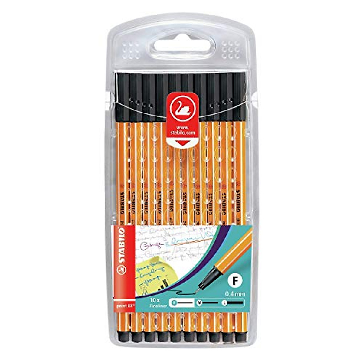 STABILO Point 88 Fineliner, Black, Wallet of 10