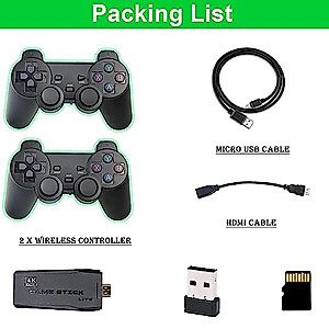 Uberwith Retro Game Console,Retro Game Stick,Plug & Play Video TV Game Stick Within 20000+ Games Built-in, 9 Classic Emulators, 4K HDMI Nostalgia Stick Game for TV, Dual Controllers (64G)