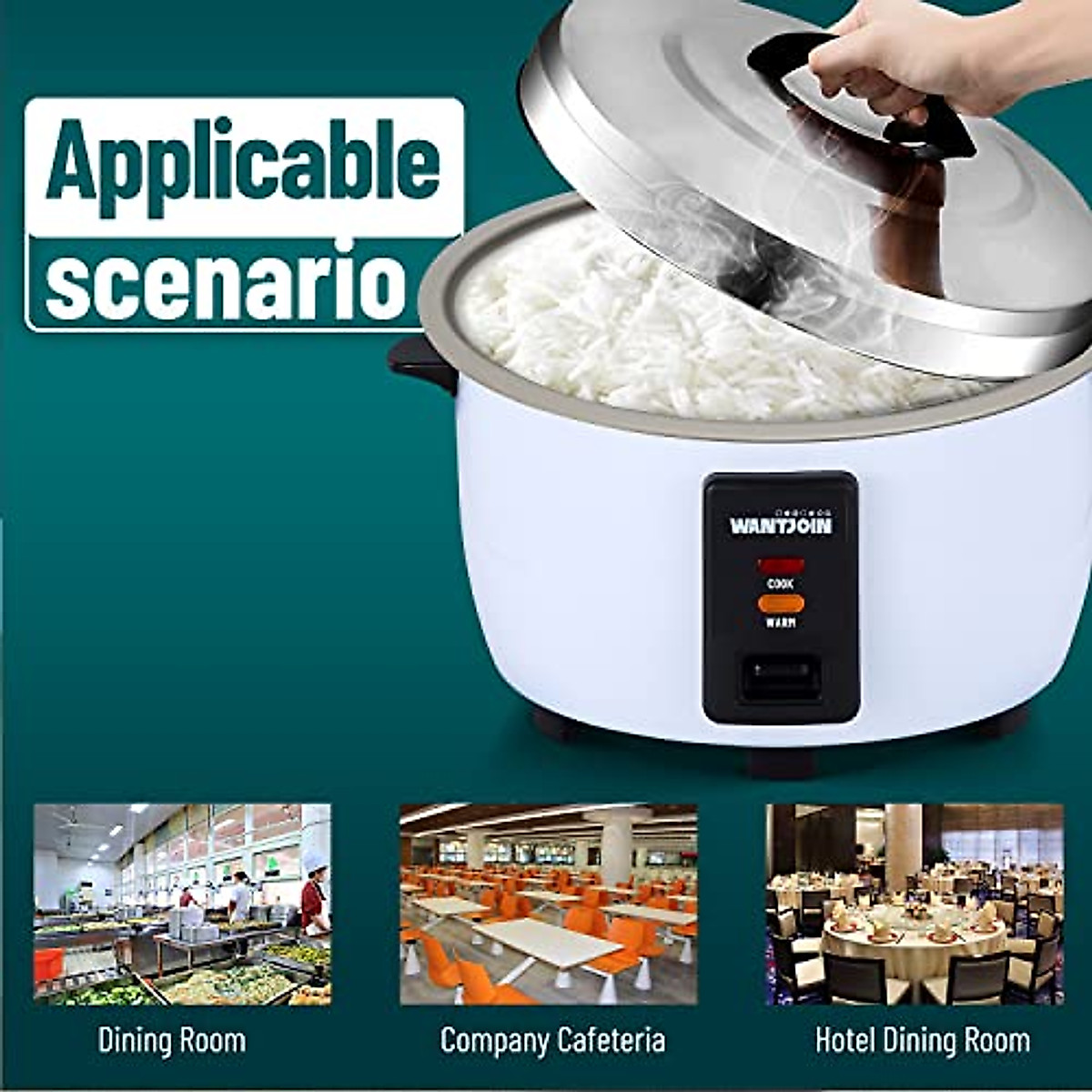 Wantjoin Rice cooker Stainless Rice Cooker & Warmer Commercial Rice cooker for party and family(10L capacity for 4.2L rice,42CUPS)
