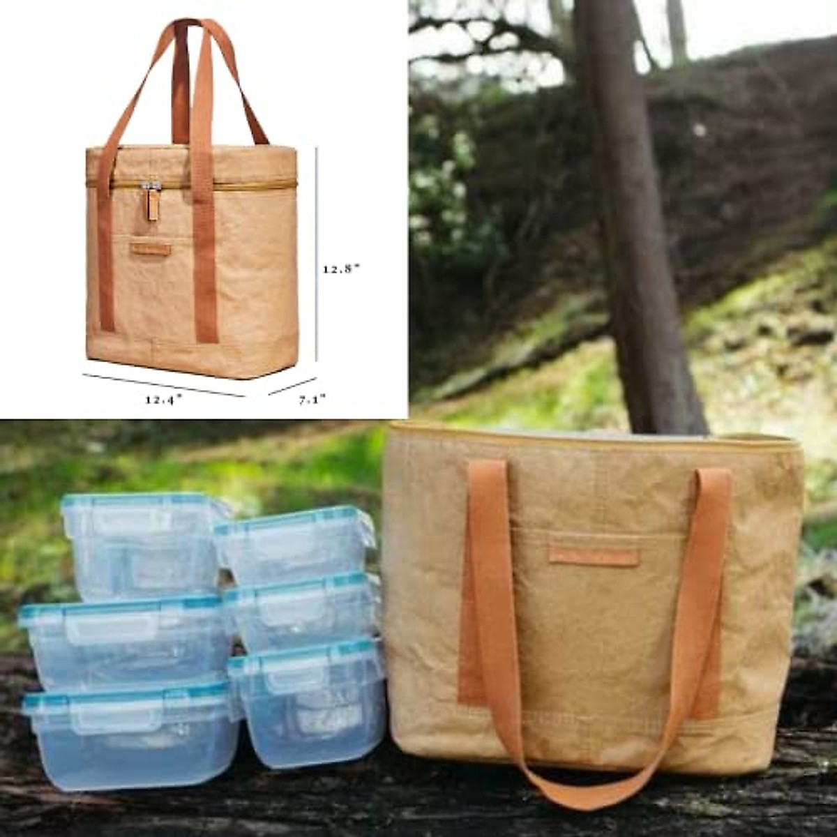 Insulated Travel Cooler Bag – Out of the Woods Walrus Cooler – Vegan Picnic Bag/Cooler Tote with Zippered Body & Front Pocket – Sustainable Soft Side Cooler Bag with Straps…