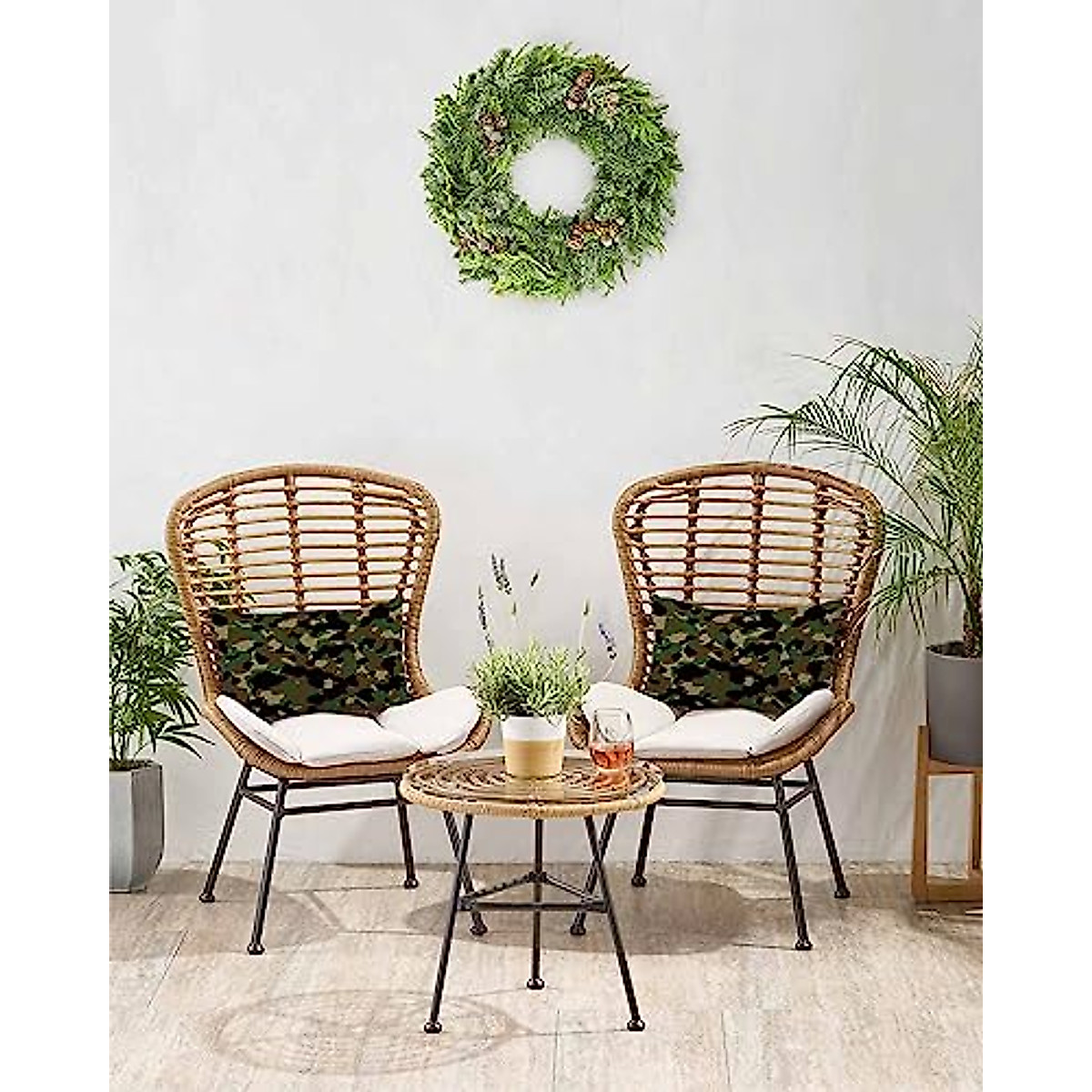 zzsunfeel Pillow Cases Linen Pillow Shams Camo Pillow Cases Set of 2 12x20 Inches Pillowcases Rectangle Cushion Covers Flax Soft Linen Pillow Covers for Couch Sofa