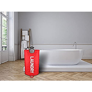 Neatkeep Extra Large Laundry Bags for Heavy-Duty Use with Aluminum Handles, Collapsible Fabric Laundry Basket, Foldable Clothes Bag, (Red)