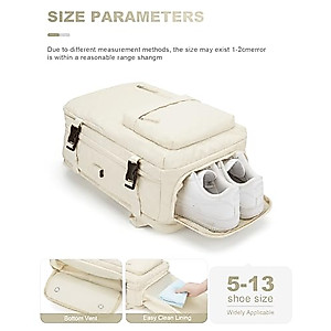 livbote Travel Backpack for Women, Large Carry on Backpack Flight Approved with Shoe Compartment & USB Charging Port, Waterproof Casual Daypack Work Business Backpacks Mochila de viaje, Beige