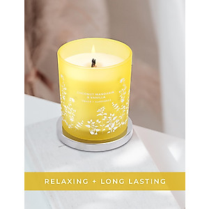 Coconut Mandarin and Vanilla Wood Wick Scented Candle | Big Candle for Home Decor 10.6 oz Scented Soy Candle, Relaxing Candles for Women and Men, Aromatherapy Candle Gift