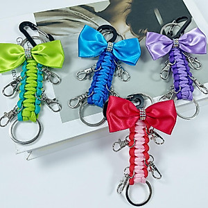 Cheer Bow Holder, 2 Pack Cheer Bow Keychains, Cheer Stuff Cheerleading Accessories, Paracord for Girls, Cheer Bow Holder for Backpack - Green Bow