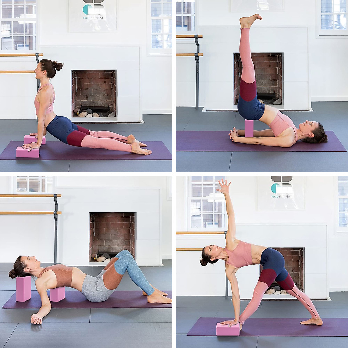 Yoga Mat Set for Beginners,Yoga Mat with Carrying Strap,Yoga Blocks 2 Pack with Yoga Strap,Yoga Ball,Ankle Puller,11-Piece Yoga Kits and Sets for Beginners,Yoga Starter Kit for Women Men (Pink)