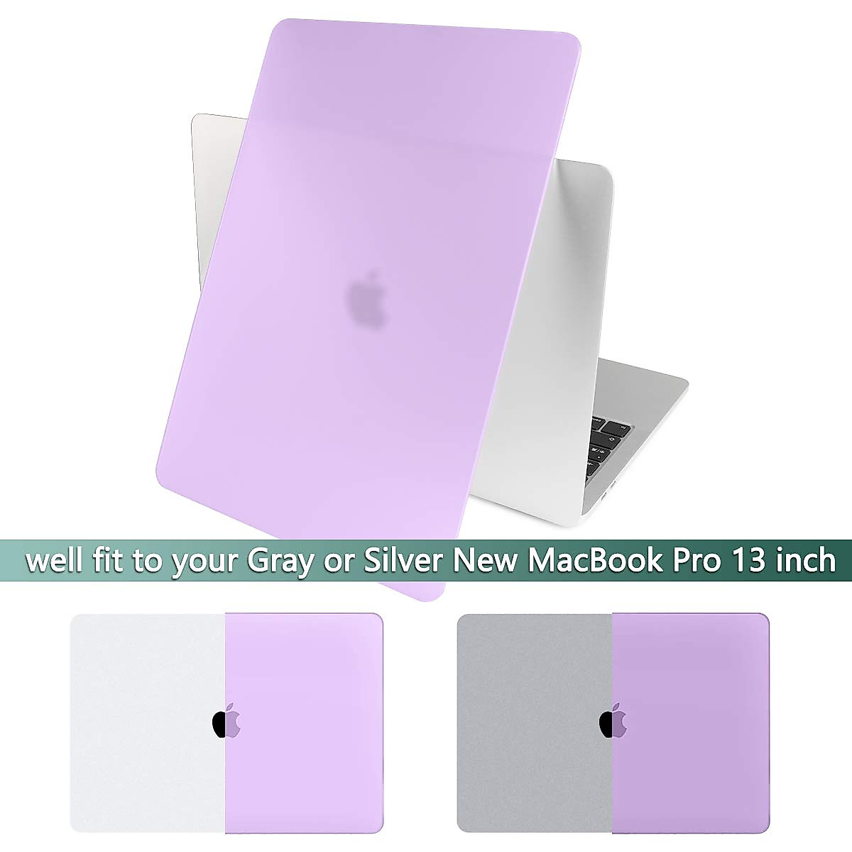 Batianda Hard Case for 2022 MacBook Pro 13-inch M2 M1 Chip A2338 A2289/A2251 2020 Rubberized Hard Shell Case Cover+Keyboard Cover + Screen Protector for New Mac Pro 13 Inch Touch Bar, Matte Purple