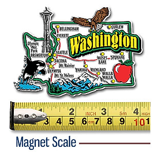 Washington Six-Piece State Magnet Set by Classic Magnets, Includes 6 Unique Designs, Collectible Souvenirs Made in The USA