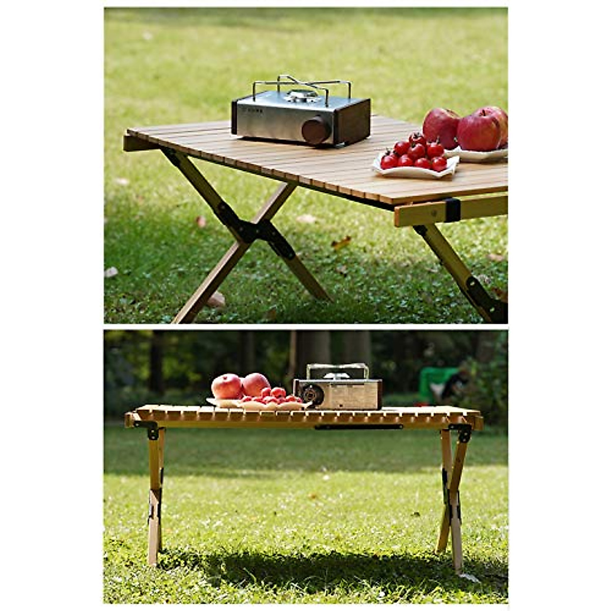 THRONKENGER Wood Camping Table Portable Picnic Table Foldable Outdoor Table for Picnic, Camping, Travel, Beach, Mountain, Patio, Garden BBQ