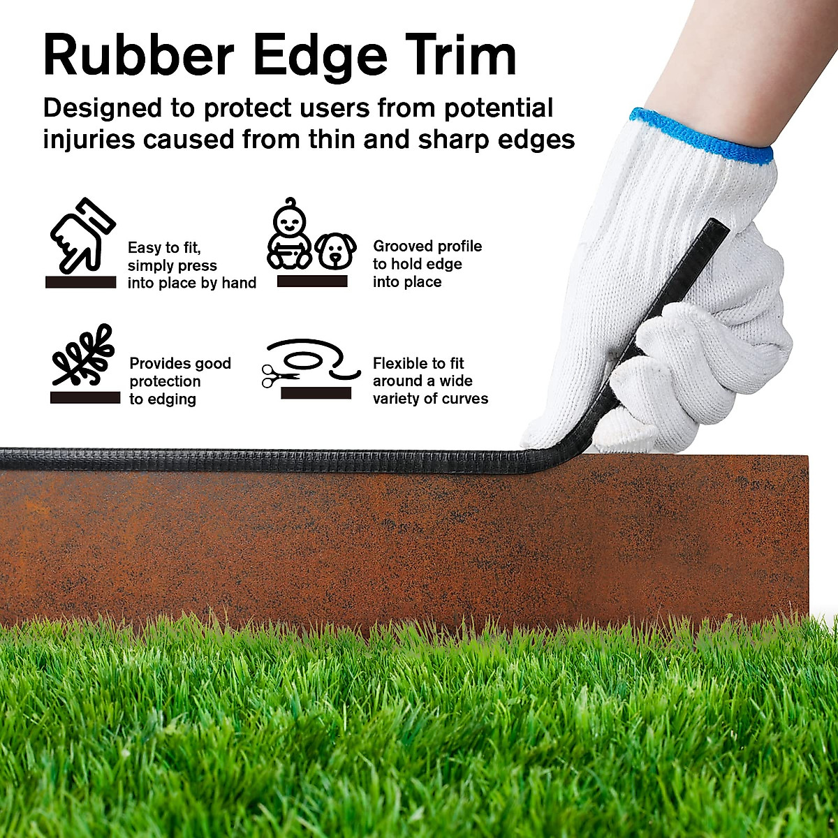 Worth Garden 6-Pack Pre-Rusted Cor-Ten Steel Landscape Edging - 40" L x 5.5" H (20ft Total) - No-Dig Hammer-in Heavy Duty 14-Gauge Metal Edging Border w/Clips & Protection Strips - Edge for Lawn Yard