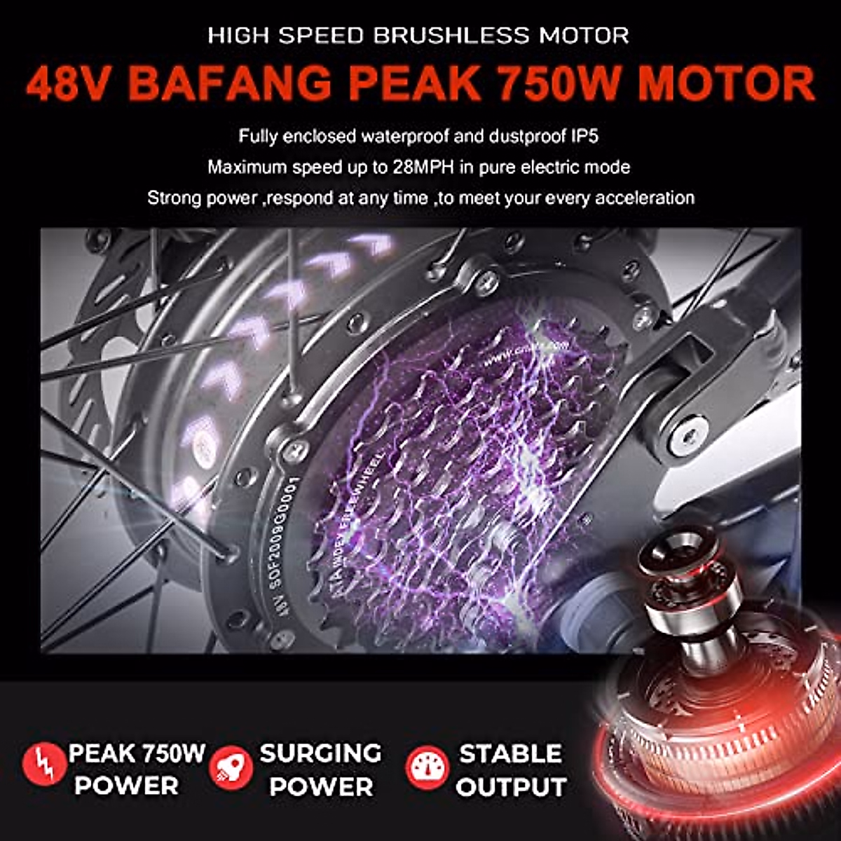 Electric Bike with BaFang Motor 750W Peak, Full Suspension Ebike, Electric Bike for Adults, Electric Mountain Bicycle with 13Ah Battery,27.5'' E-MTB, Professional 9-Speed Gears