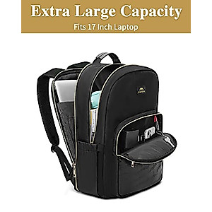 17 Inch Laptop Backpack Women, TSA Large Travel Computer Bag with USB Charging Port, Water Resisatnt Anti-Theft Work Business College School Bookbag, Fashion Crocodile Tote Purse for Girls, Nurse