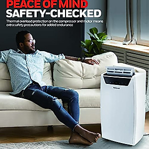 Honeywell 11,000 BTU / 50 Pint Portable Air Conditioner and Dehumidifier, Cools Rooms Up to 500 Sq. Ft, with Fan, Drain Pan, and Insulation Tape, (White)