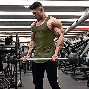 Mens Workout Stringer Tank Tops Fitness Performance Muscle Sleeveless Shirts Gym Training Bodybuilding Vest(GNWTSB XL)