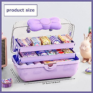GKWW Girls Hair Accessories Storage Box Bow Switch Organizer Box Jewelry Box, Plastic Hair Ties Holder Hair Clips Container Headbands Organizer Gift for Baby Girls Multipurpose Organizer and Portable
