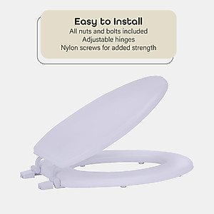 Soft Elongated Vinyl Toilet Seat, White - 19 Inch Soft Vinyl Cover with Comfort Foam Cushioning - Fits All Elongated Size Fixtures - Easy to Install Fantasia by Achim Home Decor