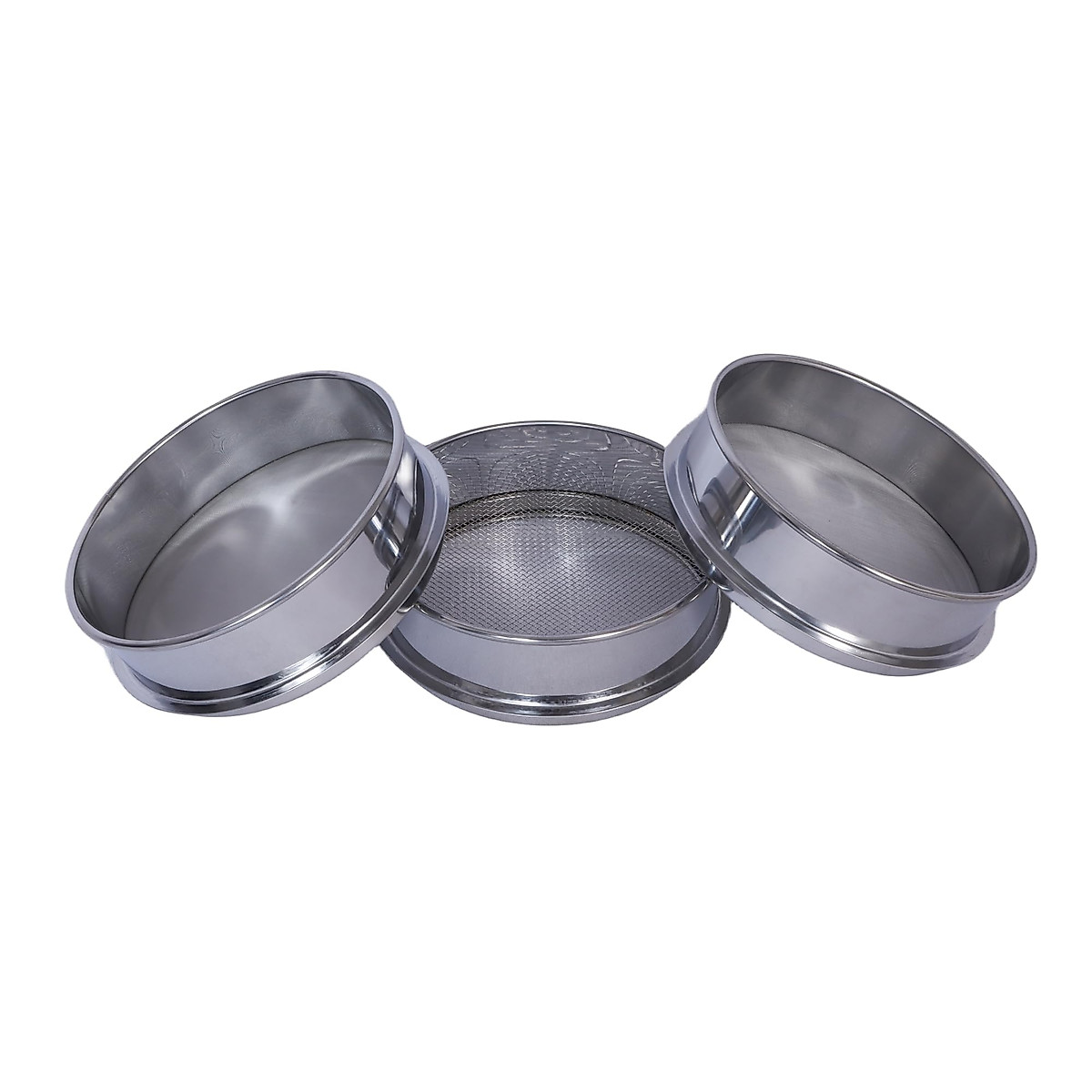 3 Pcs Lab Sieves，6 Inch Diameter Test Sifter 10Mesh（2.19mm）、80Mesh（0.217mm）and 200 Mesh（0.077mm）