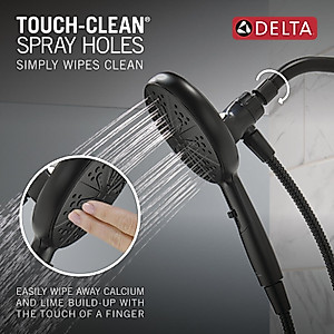 Delta Faucet Nicoli 14 Series Single-Handle Tub and Shower Trim Kit, Black Shower Faucet with 6-Spray Hand Held Shower Head with Hose, Matte Black 144749-BL-HS (Shower Valve Included)