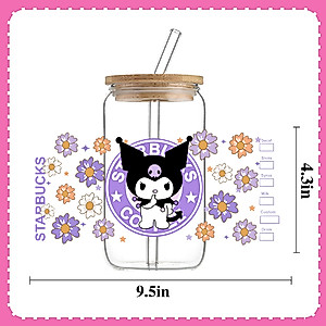 UV DTF Cup Wrap Transfer Stickers for Glass, 8 Sheet Halloween Cartoon Rub on Transfers for Crafting, UV DTF Transfer Waterproof Sticker for Glass Cups Furniture Craft Wood DIY Crafts (Cartoon)