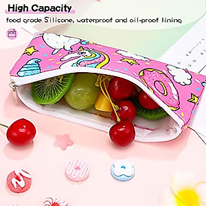 6 Pack Reusable Snack Bags for Kids with Zipper Food Safety Washable Lunch Kids Food Storage Pouch Sandwich Bags Dual Layer Bags (6.9 x 3.7 Inch)