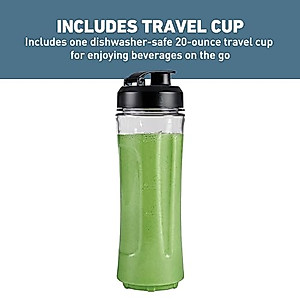 West Bend Blender with 48-Ounce Blending Jar and 20-Ounce Travel Cup, Compact Design with Dial Control, 700-Watts, Black