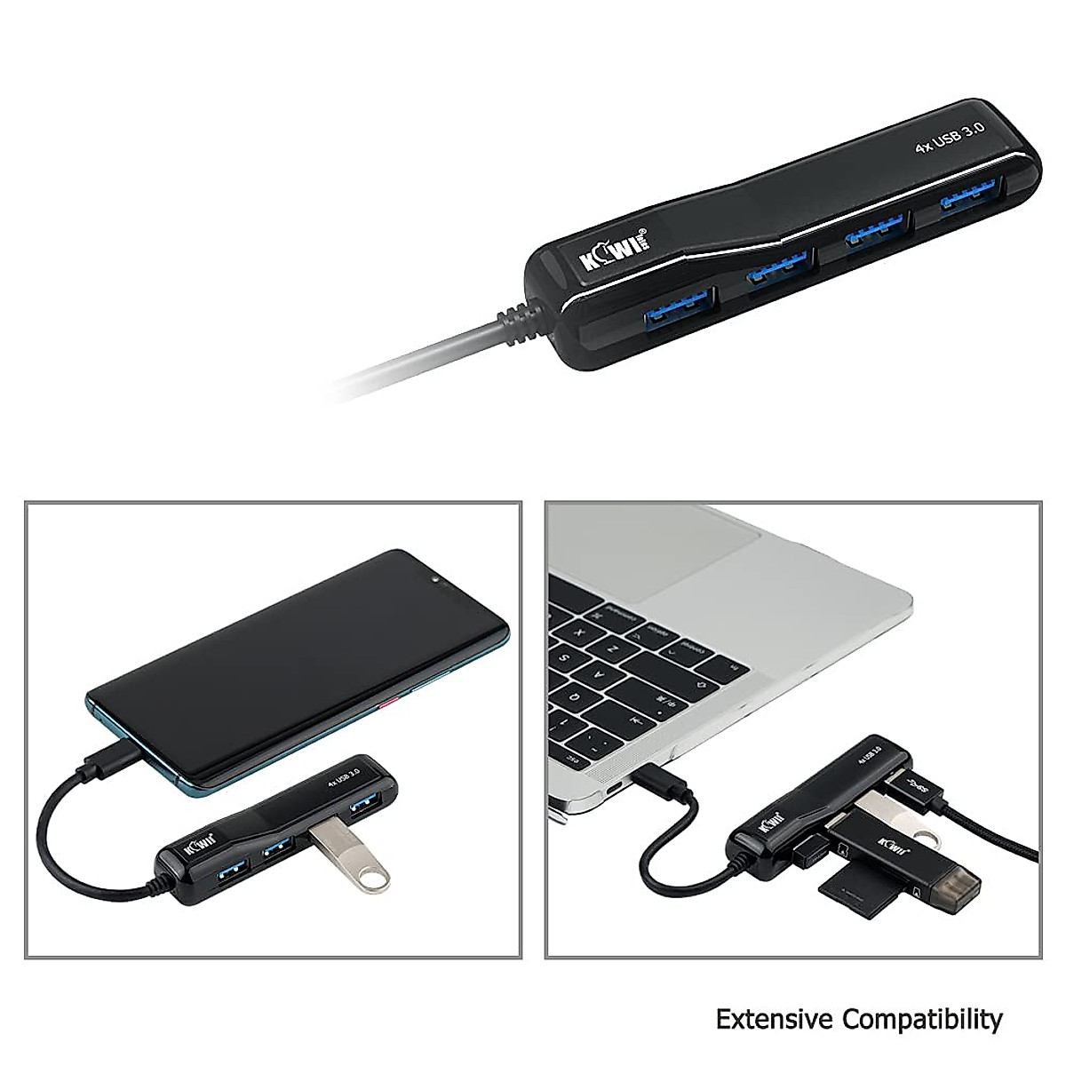USB C Hub Splitter, 4- Port USB 3.0 Data Hub with High Speed Transfer Up to 5Gbps for iMac, MacBook, Mac Pro/Mini, Surface Pro, XPS, Notebook PC, Laptop USB Flash Drive Mobile Hard Drive