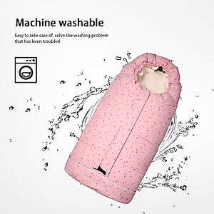 AtBabyHome Bunting Bag for Stroller, Adjustable Stroller Footmuff with 5 Security Holes, Multi-Zippers Easy to use, Waterproof Baby Sleeping Bag Pink for Toddler Girl 6-36 Months