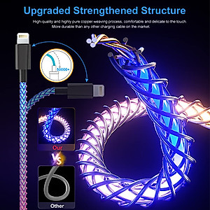 [Apple MFi Certified] iPhone Charger, BANVCO 3ft LED RGB Light Up Gradual USB to Lightning Fast Charging Cable High Speed Data Sync Cord for iPhone 14 13 12 11 Pro XS Max XR X 8 7 6 Plus SE More
