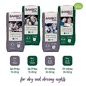 Bambo Nature Premium Dreamy Night Pants: Girls 4-7 years, 60 Count