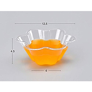 Healthcom 50 Packs Clear Plastic Ice Cream Dessert Bowls Dessert Cups Flower Ice Cream Cup Sundae Bowls Disposable Plastic Dessert Bowls Holder Salad Serving Bowl for Tasting Party Appetizers