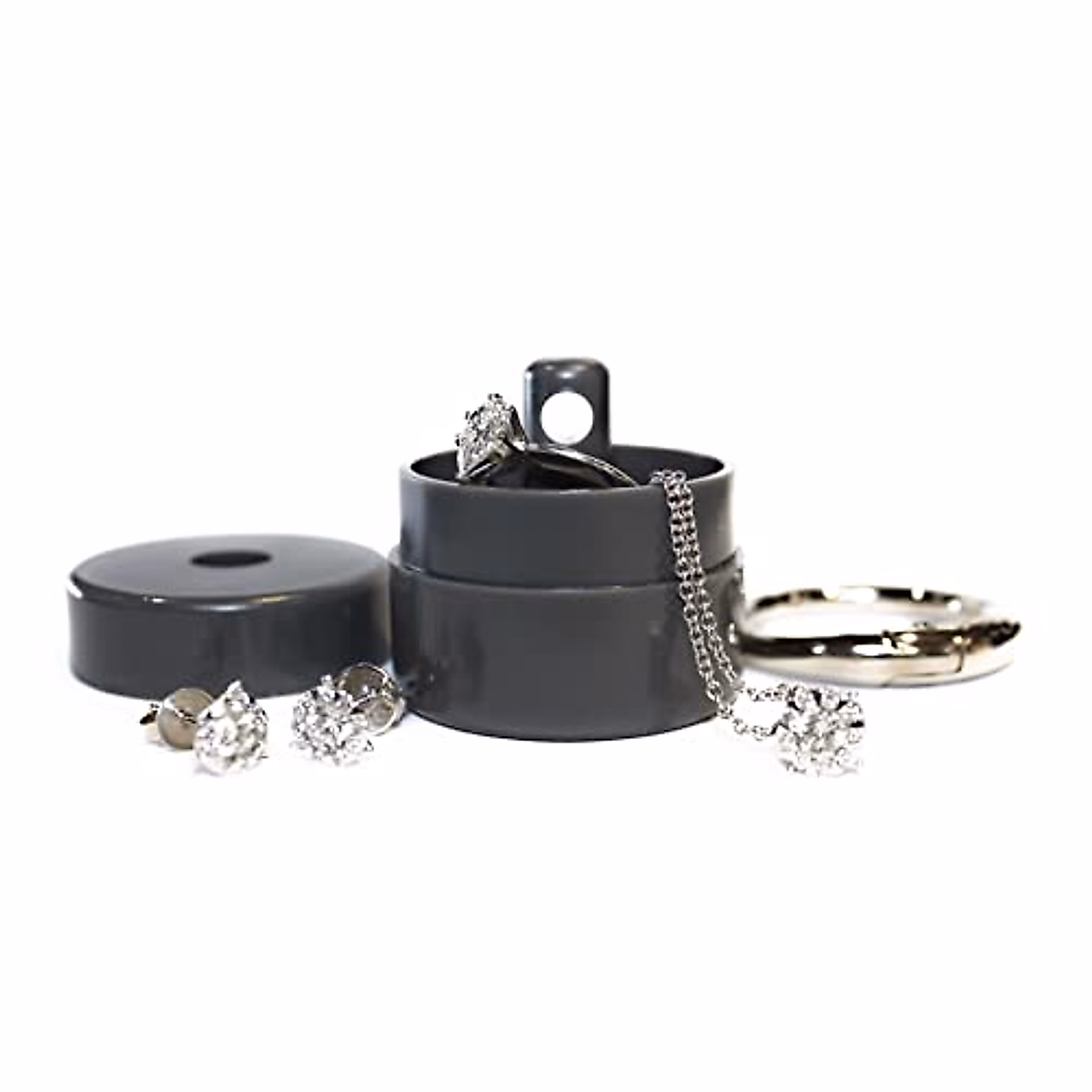 Lion Latch: As Seen on Shark Tank, Jewelry Box Case, Traveling Jewelry Holder Storage, Pill Box Keychain Container, Single - Grey