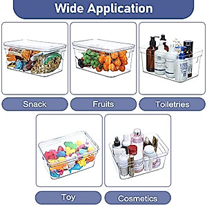 8 Pcs Clear Plastic Storage Bins with Lids Fridge Organizers Kitchen Stackable Clear Containers for Organizing Pantry Storage Bins for Refrigerator Bedroom Bathroom Office