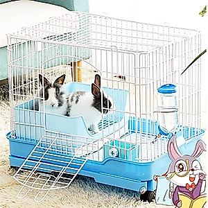 WEWAYKGJ Rabbit Litter Box Large Rabbit Potty Box with Drawer Bunny Corner Litter Pan Potty Trainer Pet Toilet with Cleaning Set for Adult Hamster Guinea Pig Ferret Bunny and Other Animals(Pink)