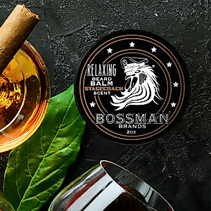 Bossman Relaxing Beard Balm - Beard Tamer, Relaxer, Thickener and Softener Cream - Beard Care Product - Made in USA (Stagecoach Scent)