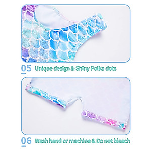 Nymphperi Girls Gymnastics Leotards Size 6-7 Years Old Sparkly Blue Pink Mermaid Scale Biketards with Shorts for Children Practice Workout