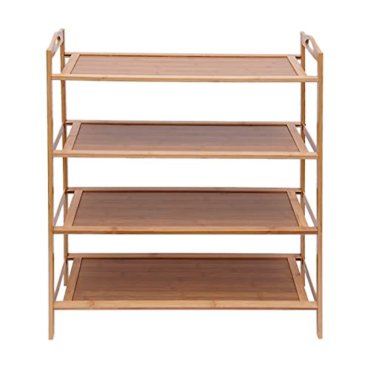MONIPA Bamboo Shoe Rack Organizer for Entryway, 4 Tier Free Standing Shoe Self Storage for Hallway Closet Living Room