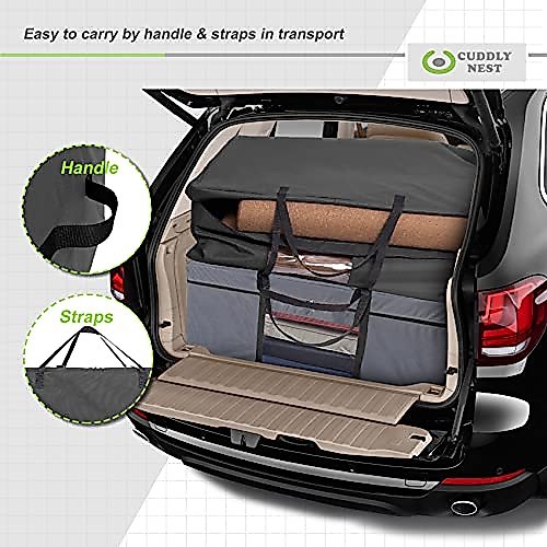Cuddly Nest Folding Mattress Storage Bag - Heavy Duty Carry Case for Tri-Fold Guest Bed Mattress (Fits 4" Queen Mattress)