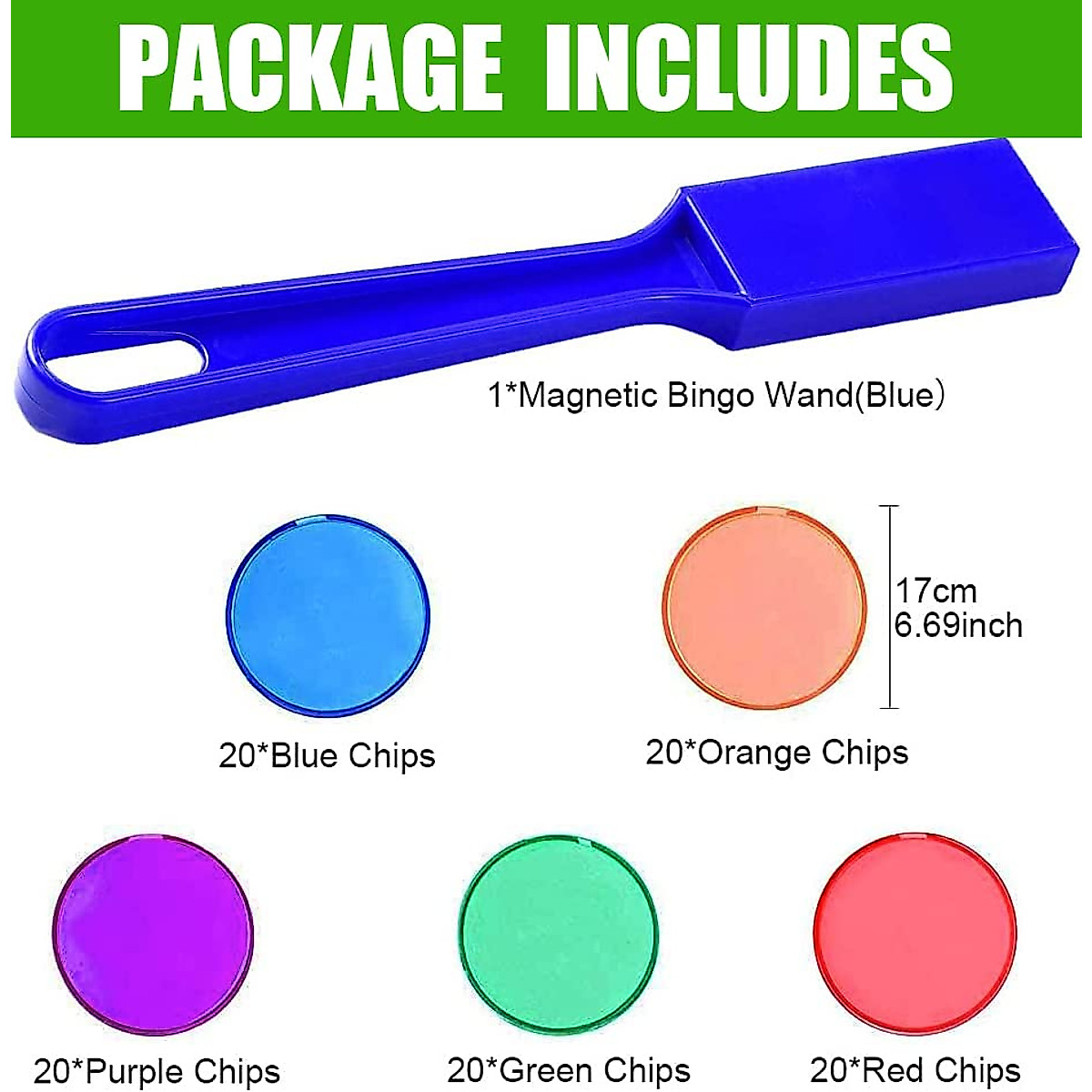 Dacefloy Magnetic Bingo Wand with Metal Ringed Chips for Counting School/Game Chips Plastic Markers Education STEM Tool for Students