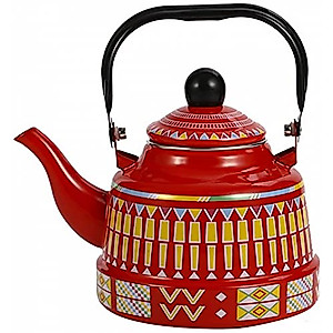 DEPILA 1.5l-2.5l Enamel Cup, Pear Shaped Pot Kettle, Enameled Gas Kettle, Enamel Coffee Pot,Household Kettles,for Kitchen Hotel Restaurant-Red||1.7L Teapot (Color : Red, Size : 1.1L)