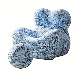 ESRADA Upholstered Lazy Chair with Ottoman Accent Sofa Chair Single Sofa Chair,Integrated High Resilience Sponge Lazy Sofa Chair,Massage Deep Buttons cyan-30 * 28inch