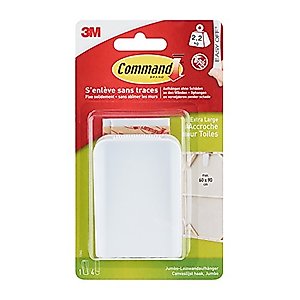 Command 17045 Jumbo Canvas Hanger, Holds up to 2.2 kg, 1 Hook, 4 Large Strips, Green|red|Silver|Beige